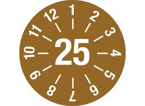4061466087956 - Prüfplakette Jahreszahl Dokumentenfolie Ø 30 mm VE 10 Stk 25 braun kaiserkraft