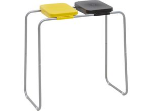 4260563722740 - eurokraft basic Müllsackhalter aus Stahl mit Kunststoffdeckel für Volumen bis 2 x 120 l Standgestell Deckel gelb und schwarz
