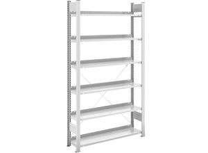4250623709545 - Akten-Steckregal RAL 7035 Regalhöhe 2000 mm einseitig Grundregal BxT 1000 x 300 mm hofe