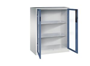 4064615243067 - Sichtfenster-Flügeltürschrank HxBxT 1200 x 930 x 500 mm 2 Fachböden lichtgrau   fernblau C+P
