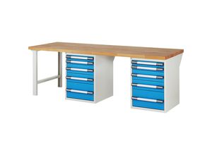 4061753257390 - eurokraft pro Werkbank Baukastensystem Serie 7000 10 Schubladen extrabreit BxT 2500 x 900 mm