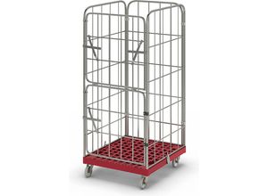 4260316441744 - Rollbehälter MODULAR Kunststoff-Rollplatte Gitter 4-seitig Platte rot kaiserkraft