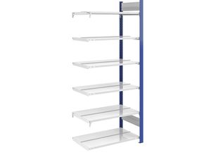 4250623705585 - Ordner-Steckregal doppelseitig Höhe 2000 mm BxT 750 x 600 mm Anbauregal blau   grau hofe