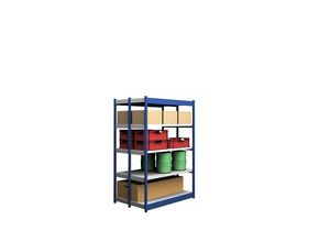 4250623731973 - Stabil-Steckregal doppelseitig Regalhöhe 2000 mm blau verzinkt Bodenbreite 1325 mm Grundregal Breite x Tiefe 1325 x 400 mm hofe