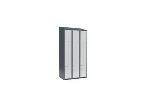 7042424847246 - Z-Spind Fydor 3 Abteile blaugrau   lichtgrau B 900 mm 3 Abteile schräge Dachform Zylinderschloss kaiserkraft