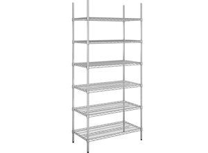 4061753092205 - Stahldraht-Gitterregal verchromt Fachlast 250 kg BxT 910 x 610 mm Grundregal Höhe 2180 mm 6 Fachböden kaiserkraft