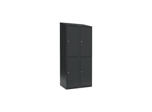 7042424846898 - Doppelstock-Spind Fydor 2 Abteile grau B 800 mm 2 Abteile schräge Dachform Zylinderschloss kaiserkraft