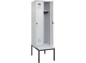 4068192364832 - Spind Evolo PLUS Sitzbank 2 Abteile lichtgrau   lichtgrau B 600 mm Sicherheits-Drehriegel mit untergebauter Sitzbank Kunststoff kaiserkraft