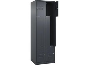 4067521322529 - Z-Spind Classic PLUS 2 Abteile grau B 600 mm mit Bodengleitern Zylinderschloss C+P