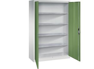 4069361441620 - Werkstatt-Flügeltürschrank HxBxT 1950 x 1200 x 500 mm lichtgrau   resedagrün C+P