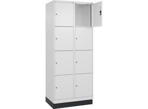 4068192024323 - 4er-Schließfachschrank Evolo PLUS 2 Abteile weiß B 800 mm 8 Fächer mit Bodensockel Zylinderschloss kaiserkraft