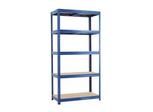 4061753092229 - Steckregal blau 5 Spanplattenböden Traglast 265 kg HxBxT 1780 x 900 x 450 mm kaiserkraft