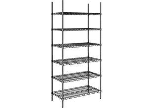 4061753091185 - Stahldraht-Gitterregal schwarz Fachlast 250 kg BxT 910 x 610 mm Grundregal Höhe 2180 mm 6 Fachböden kaiserkraft