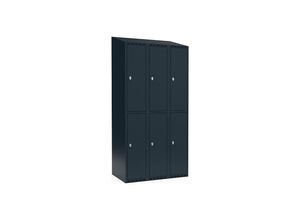 7042424104882 - Doppelstock-Spind Fydor 3 Abteile grau B 900 mm 3 Abteile schräge Dachform Vorhängeschloss kaiserkraft