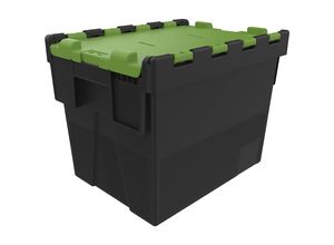 5051143000759 - Mehrweg-Stapelbehälter LxBxH 400 x 300 x 306 mm schwarz grün kaiserkraft