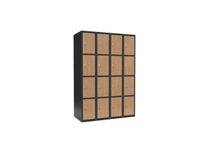 7042424834314 - 4er-Schließfachschrank Fydor 4 Abteile grau   Eiche B 1200 mm 4 Abteile flache Dachform Vorhängeschloss kaiserkraft