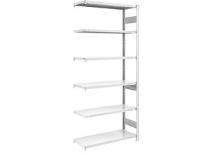 4250623791281 - Schwerlast-Steckregal grau beidseitig Regalhöhe 2500 mm 6 Böden Anbauregal BxT 1000 x 500 mm hofe