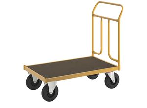 7350050352813 - Plattformwagen pulverbeschichtet mit Ladefläche 950x554mm aus mdf Schiebebügel und Gummibereifung ohne Bremse - Kongamek