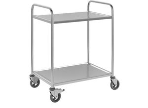 4260626150145 - Edelstahl-Servierwagen 2 Etagen luftidentische Reifen LxBxH 870 x 570 x 970 mm kaiserkraft