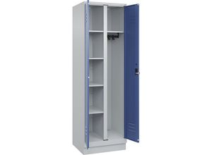 4067521054697 - Putzmittelspind Classic PLUS 1 Abteil Trennwand mittig lichtgrau   fernblau B 600 mm mit Bodensockel Drehriegel C+P