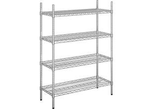 4260285071218 - Stahldraht-Gitterregal verchromt Fachlast 250 kg BxT 910 x 460 mm Grundregal Höhe 1370 mm 4 Fachböden kaiserkraft