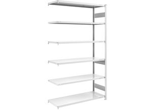 4250623791311 - Schwerlast-Steckregal grau beidseitig Regalhöhe 2500 mm 6 Böden Anbauregal BxT 1300 x 600 mm hofe