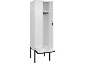 4066681785786 - Spind Classic PLUS Sitzbank 2 Abteile verkehrsweiß B 600 mm Zylinderschloss auskragend Kunststoff C+P