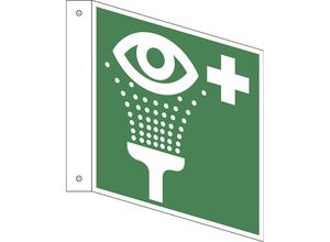 4061466027358 - Rettungszeichen Augenspüleinrichtung VE 10 Stk Aluminium Fahnenschild 150 x 150 mm kaiserkraft
