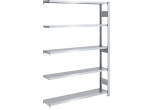 4250623789370 - Schwerlast-Steckregal verzinkt beidseitig Regalhöhe 2000 mm 5 Böden Anbauregal BxT 1300 x 300 mm hofe