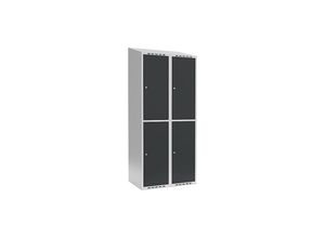 7042423037280 - Doppelstock-Spind Fydor 2 Abteile lichtgrau   grau B 800 mm 2 Abteile schräge Dachform Zylinderschloss kaiserkraft