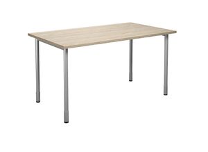 4061753262073 - Mehrzwecktisch DUO-C gerade Platte HxT 700 - 800 x 800 mm Breite 1400 mm Eiche silber kaiserkraft