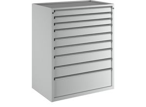 4014641114565 - Schubladenschrank BxT 1060 x 675 mm Schubladentraglast 200 kg 9 Schubladen Höhe 1280 mm Front lichtgrau ANKE