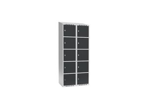 7042423042550 - 5er-Schließfachschrank Fydor 2 Abteile lichtgrau   grau B 800 mm 2 Abteile schräge Dachform Vorhängeschloss kaiserkraft