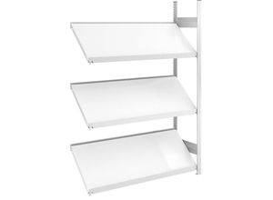 4250623707251 - Schrägboden-Regal Regalhöhe 2000 mm Bodenbreite 1300 mm Anbauregal lichtgrau RAL 7035 hofe