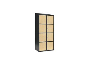 7042424849172 - 4er-Schließfachschrank Fydor 2 Abteile grau   Birke B 800 mm 2 Abteile schräge Dachform Zylinderschloss kaiserkraft