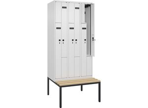 4068192934349 - Z-Spind Evolo PLUS Sitzbank 3 Abteile weiß B 900 mm Sicherheits-Drehriegel mit untergebauter Sitzbank Buche kaiserkraft