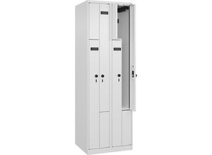 4068192655480 - Z-Spind Evolo PLUS 2 Abteile weiß B 600 mm 4 Fächer mit Bodengleitern Sicherheits-Drehriegel kaiserkraft