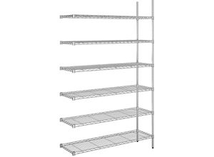 4061753091635 - Stahldraht-Gitterregal verchromt Fachlast 100 kg BxT 1220 x 460 mm Anbauregal Höhe 2180 mm 6 Fachböden kaiserkraft