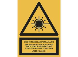 4061466044058 - Kombischilder mit Text für Warnkennzeichen Unsichtbare Laserstrahlung - LASER KLASSE 4 VE 10 Stk Folie LxH 150 x 200 mm kaiserkraft