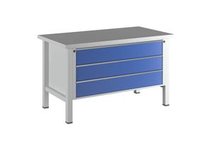4014641017927 - Werkbank 1500 mm breit Gestellbauweise 3 Schubladen à 180 mm Universalplatte Höhe 890 mm ANKE