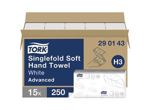 7322540880731 - Tork® Papierhandtücher Advanced® H3 290143 2-lagig geprägt Zickzack-Faltung 15 Pack á 250 Blatt (3750 Tücher) FSC®-Papier weiß