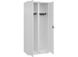 4067521331521 - Schwarz-Weiß-Spind Classic PLUS 1 Abteil verkehrsweiß HxB 1850 x 800 mm mit Bodengleitern Drehriegel C+P