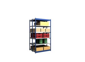4250623732178 - Stabil-Steckregal doppelseitig Regalhöhe 2500 mm blau verzinkt Bodenbreite 1325 mm Grundregal Breite x Tiefe 1325 x 500 mm hofe
