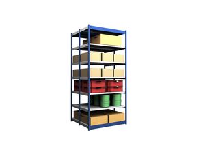 4250623732376 - Stabil-Steckregal doppelseitig Regalhöhe 3000 mm blau verzinkt Bodenbreite 1325 mm Grundregal Breite x Tiefe 1325 x 600 mm hofe