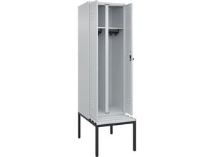 4066681794146 - Schwarz-Weiß-Spind Classic PLUS Sitzbank 1 Abteil lichtgrau B 600 mm Sicherheits-Drehriegel untergebaut Kunststoff C+P