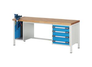 4061753260987 - eurokraft pro Werkbank Gestellbauweise Serie 8000 4 Schubladen 2 x 120 2 x 150 mm 1 Schrank BxT 2000 x 700 mm