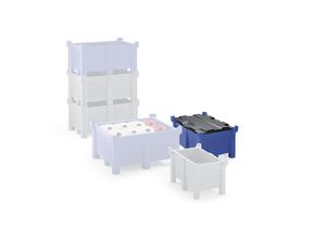 4055661013827 - Transport- und Stapelbehälter aus PE Auflast 2500 kg LxB 1000 x 800 mm blau kaiserkraft
