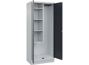 4066681661066 - Putzmittelspind Classic PLUS 1 Abteil Trennwand mittig verkürzt lichtgrau   grau B 800 mm mit Bodensockel Zylinderschloss C+P