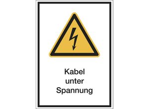 4061466043631 - Kombischilder mit Text für Warnkennzeichen Kabel unter Spannung VE 10 Stk Folie LxH 210 x 297 mm kaiserkraft