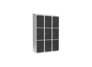 7042423042208 - 3er-Schließfachschrank Fydor 3 Abteile lichtgrau   grau B 1200 mm 3 Abteile schräge Dachform Vorhängeschloss kaiserkraft